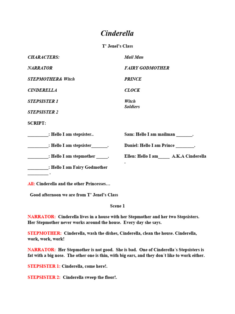Cinderella (Final Script) | PDF | Cinderella | European Fairy Tales