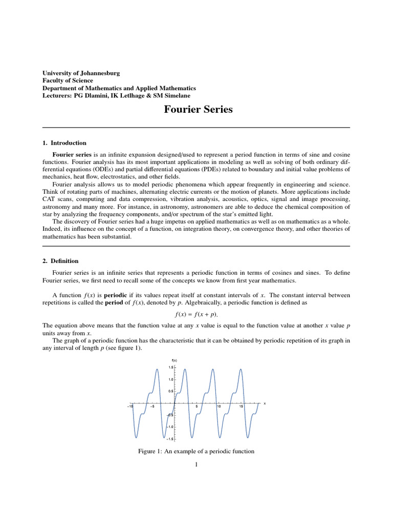 MATE2A2 Introduction Fourier Series (1) | PDF | Fourier Transform | Mathematical Analysis