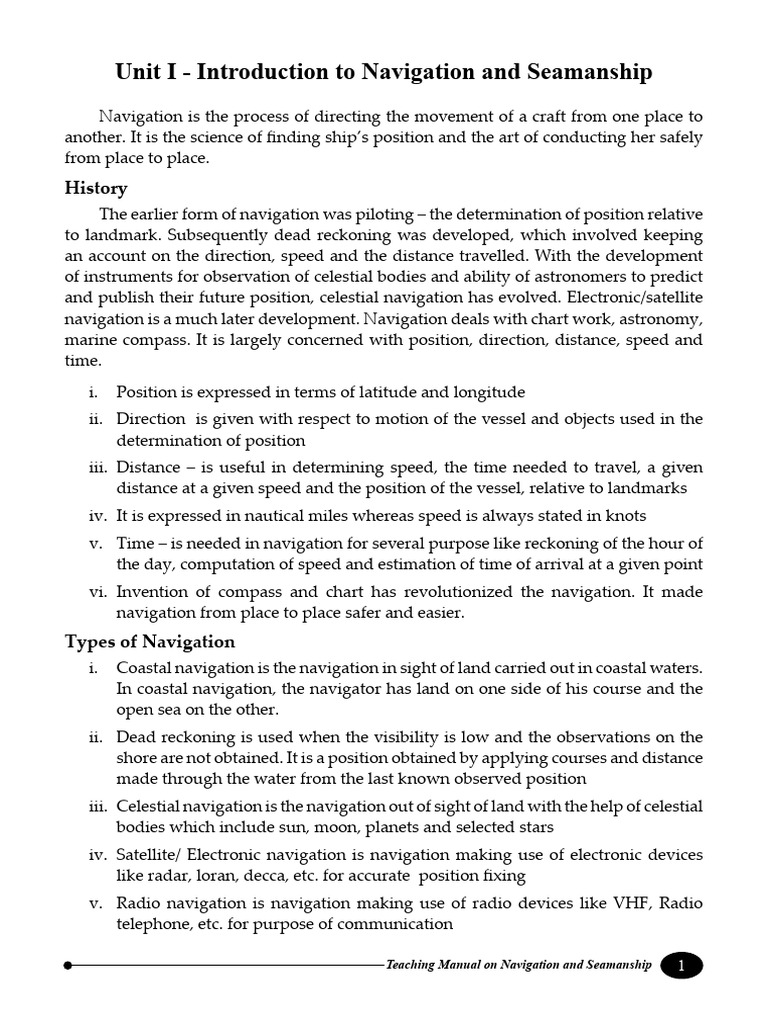 Navigation and Seamanship Class Materials Unit 1 | Download Free PDF | Latitude | Navigation