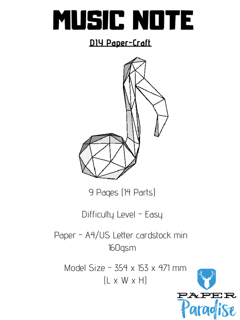 Nota Musical Papercraft 35 CM | PDF | Publishing | Manufactured Goods
