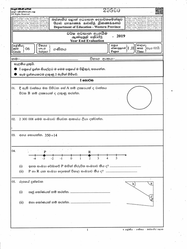 Grade 6 Maths Exam Papers Overview | PDF