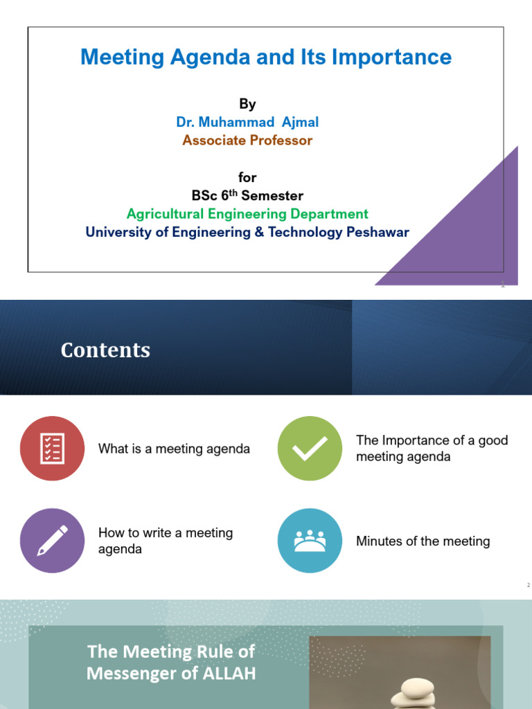 Lecture 6 1 Meeting Agenda Its Importance Pdf Agenda Meeting Goal
