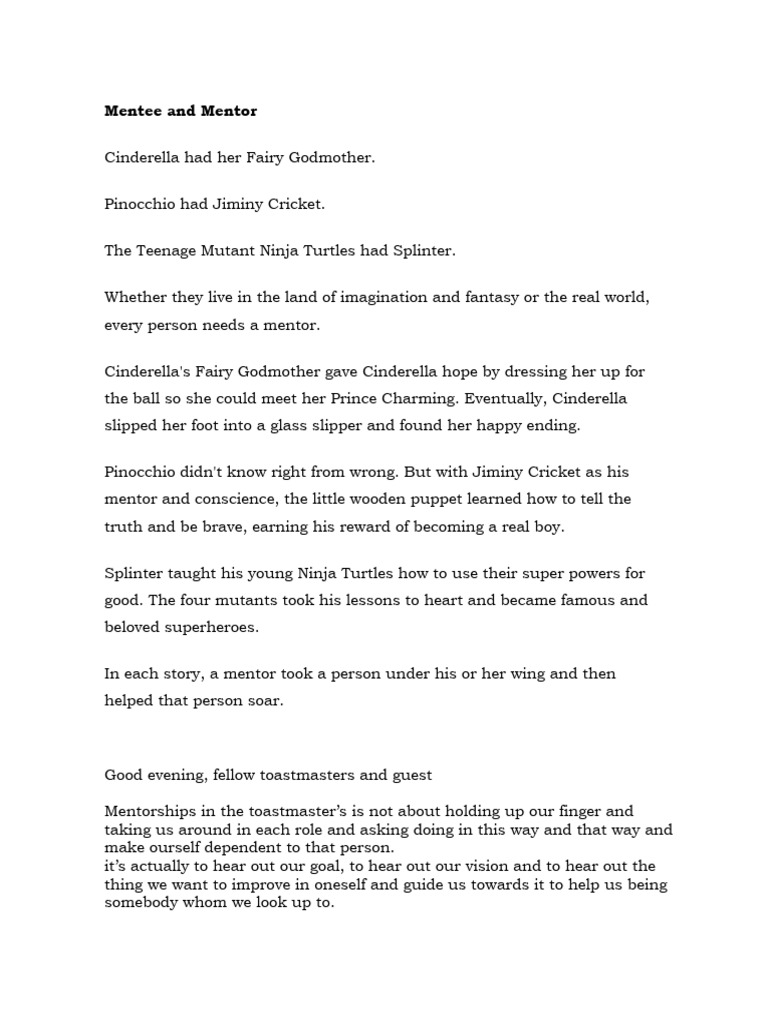 Story of Mentoring | PDF | Mentorship | Cinderella