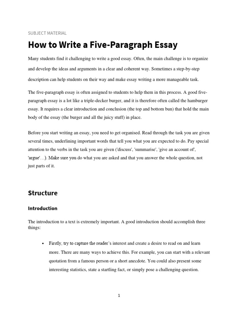 How To Write A Five-Paragraph Essay | PDF | Driving Under The Influence | Essays