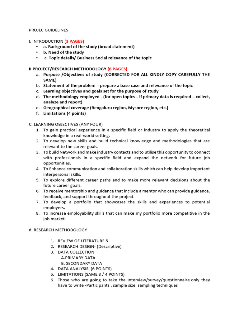 Projec Guidelines - 111 | PDF | Methodology | Mentorship