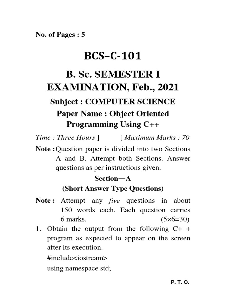 BCS C 101 | Download Free PDF | C++ | Computer Program