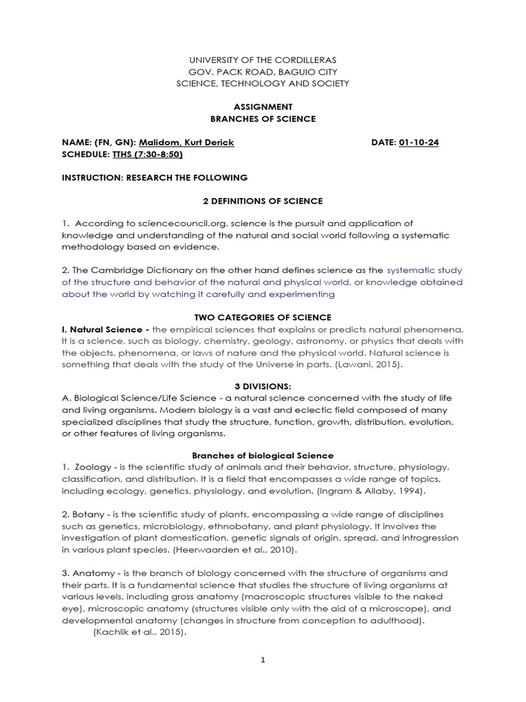 Branches of Science Overview | PDF | Science | Social Sciences