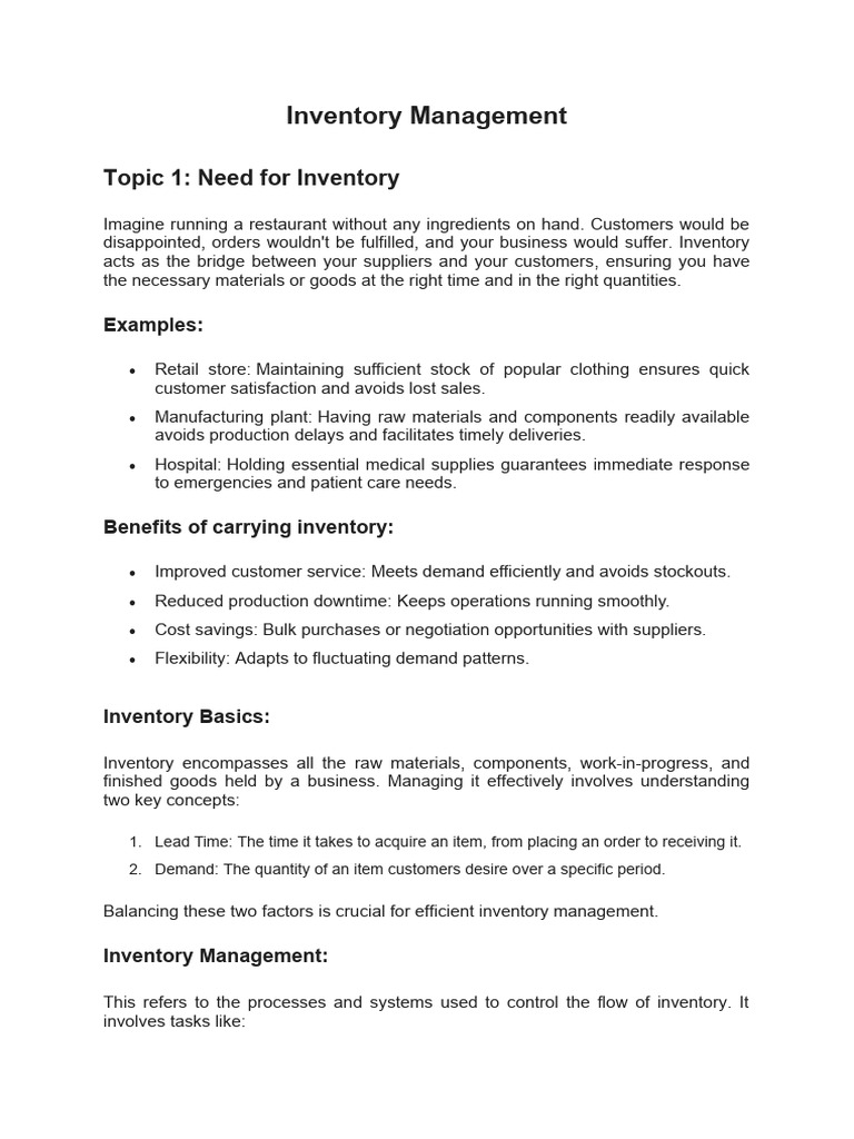 Inventory Management | PDF | Inventory | Cost Of Goods Sold