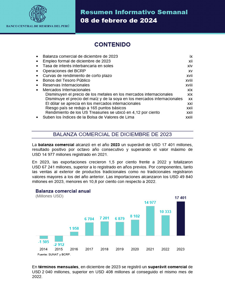Resumen-Informativo Analisis Financiero Peru-2024-02-08 | PDF | Economias | Sector privado