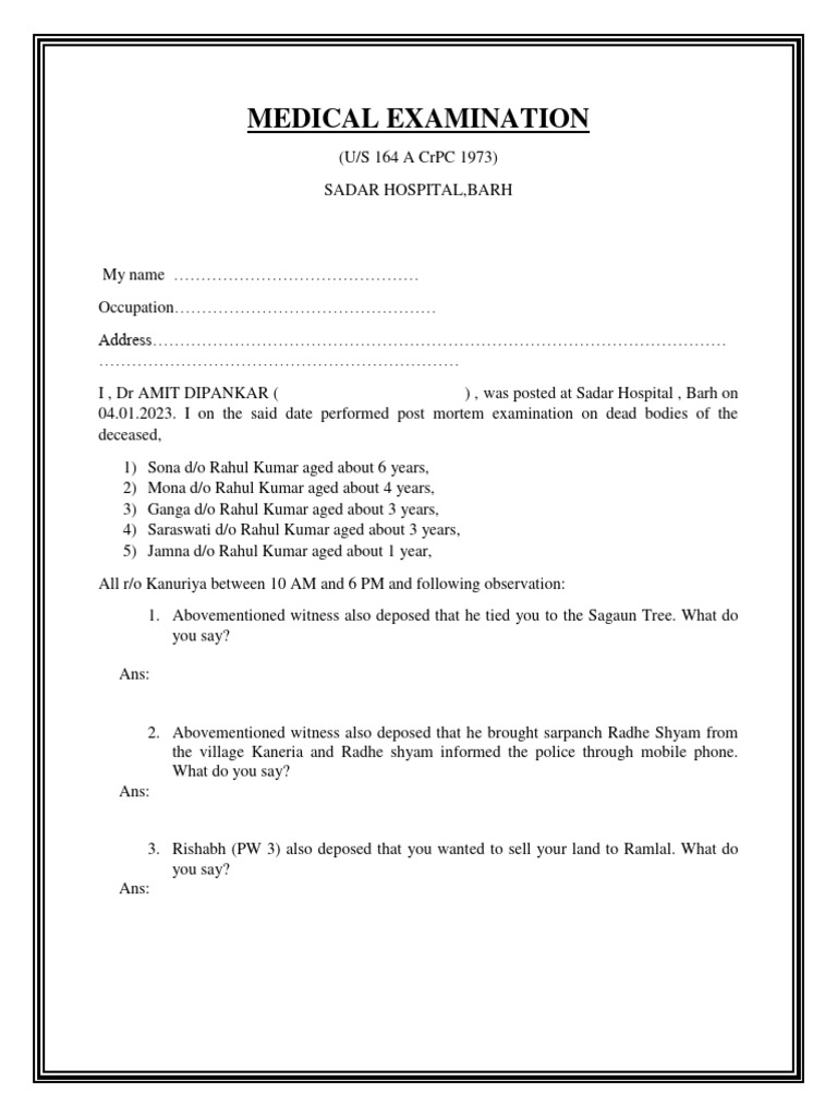 Medical Examination | PDF | Autopsy | Neck