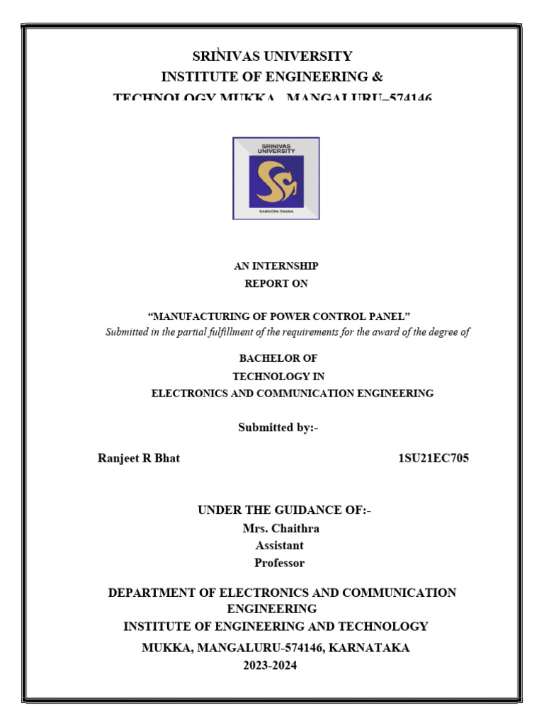 Internship Report | PDF | Power Supply | Programmable Logic Controller
