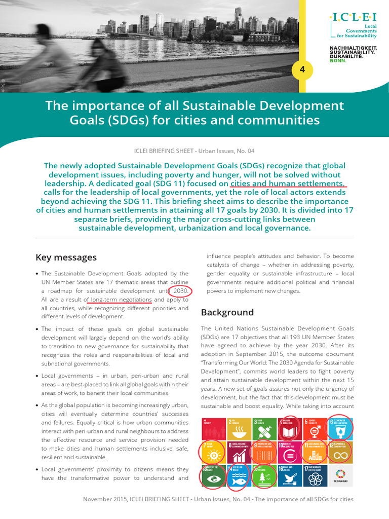 ICLEI SDGs Briefing Sheets 04 the Importance of All Sustainable ...