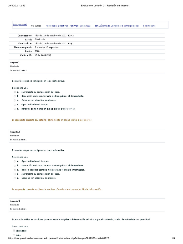 Evaluación Lección 01 - Revisión Del Intento | PDF