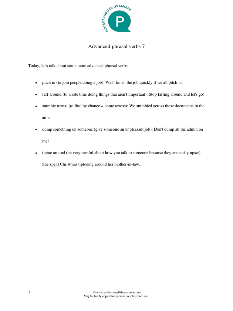Advanced Phrasal Verbs 7 | Download Free PDF | Semantic Units | Linguistics