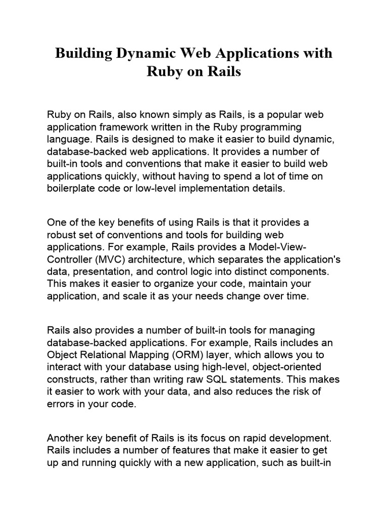 Building Dynamic Web Applications With Ruby On Rails | PDF | Ruby On ... Building Dynamic Web Applications With Ruby On Rails | PDF | Ruby On ...