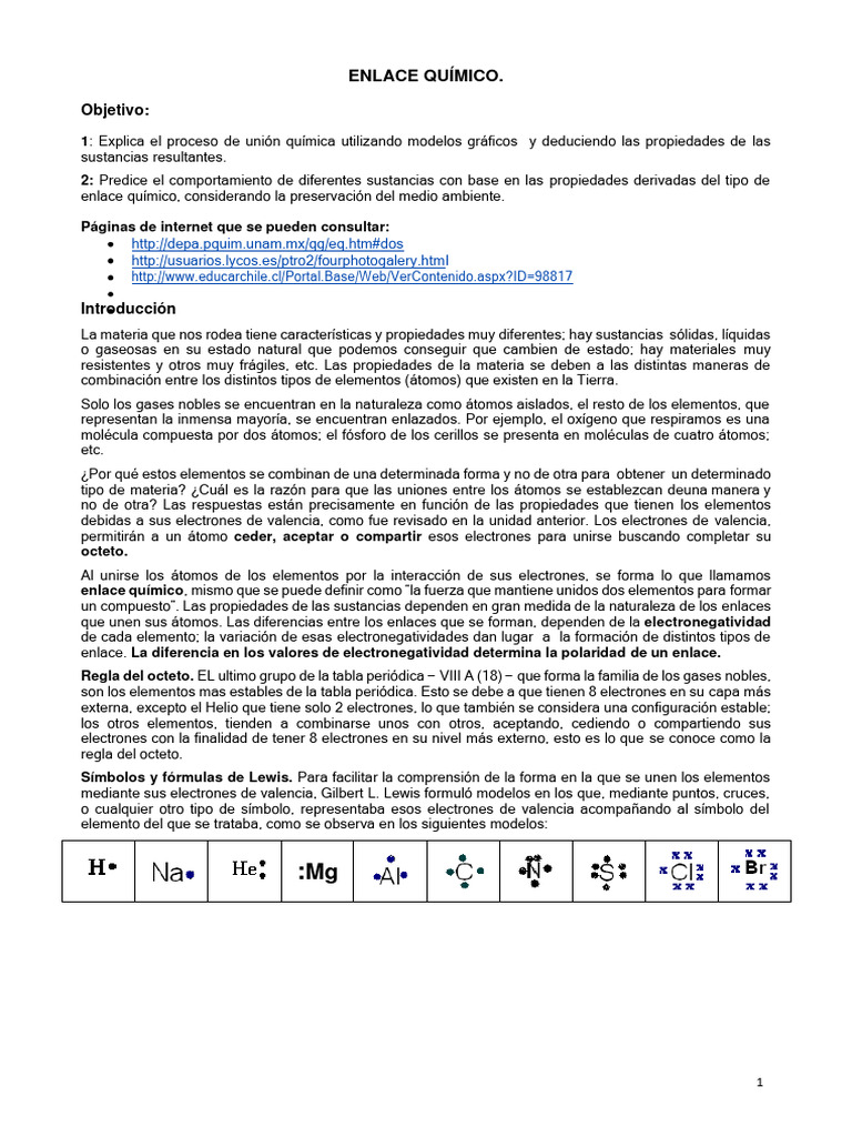 Enlace Químico | PDF | Enlace químico | Enlace covalente