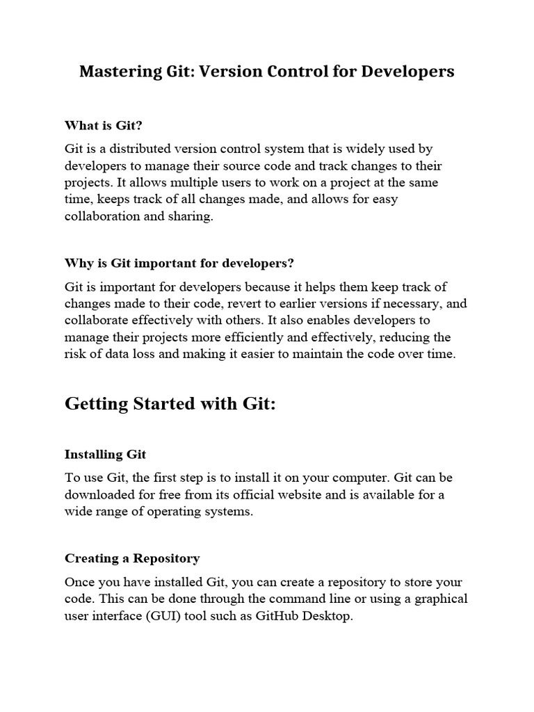 Mastering Git Version Control For Developers | PDF | Version Control ... Mastering Git Version Control For Developers | PDF | Version Control ...