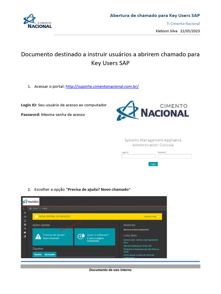 Tutorial_chamado_Key_Users | PDF