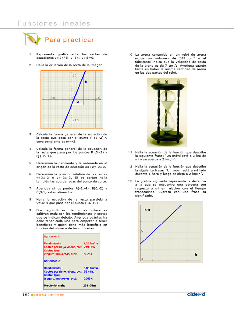 Ejercicios Funciones Lineales | PDF | Pendiente | Ecuaciones