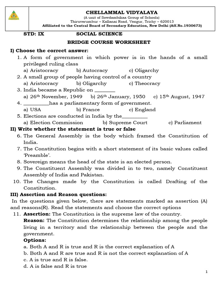 SST Chart for IX Grade in Hindi | PDF | Constitution | Statutory Law