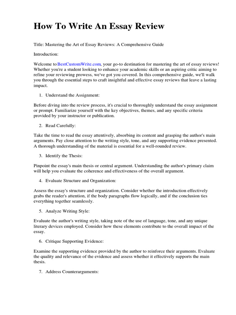 How To Write An Essay Review | PDF | Essays | Cognition