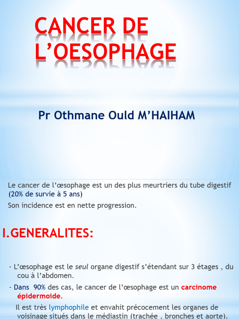 Carcinome épidermoïde de l'œsophage | PDF | Cancer de l'œsophage | Cancer