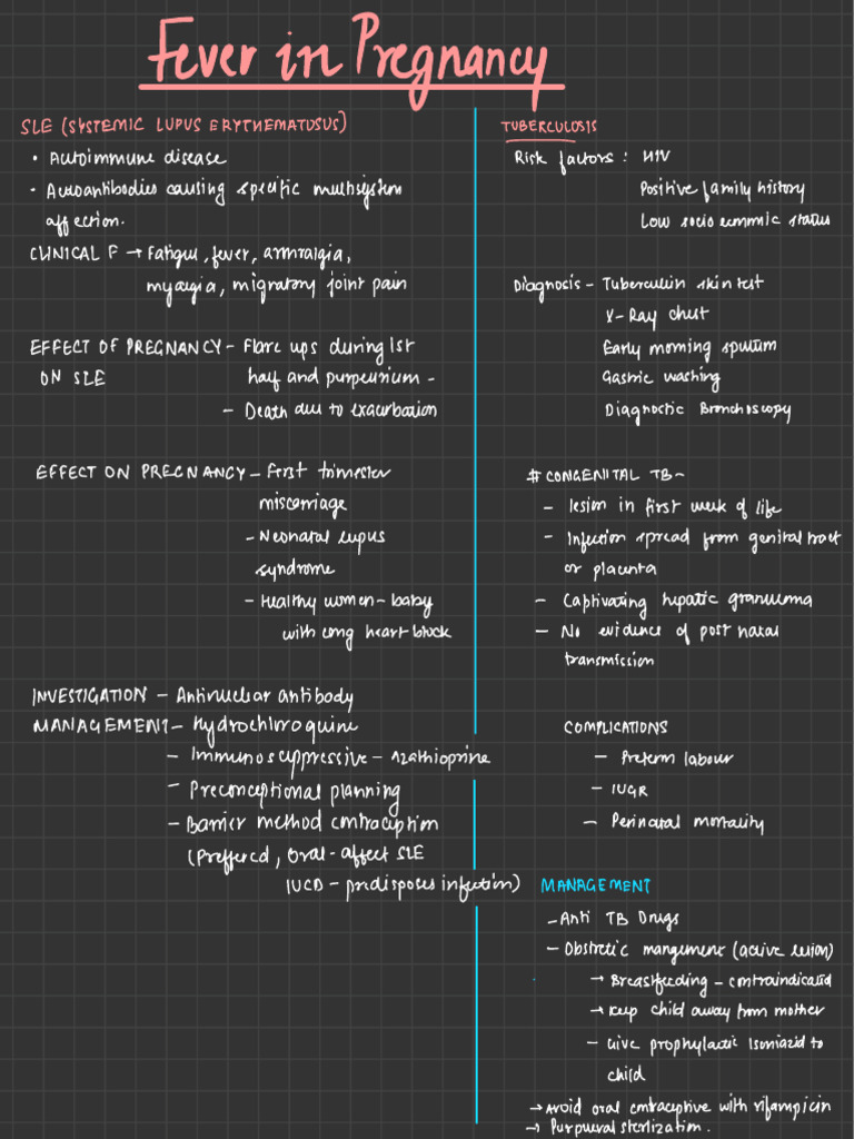 Fever in Pregnancy Notes | PDF | Pregnancy | Tuberculosis