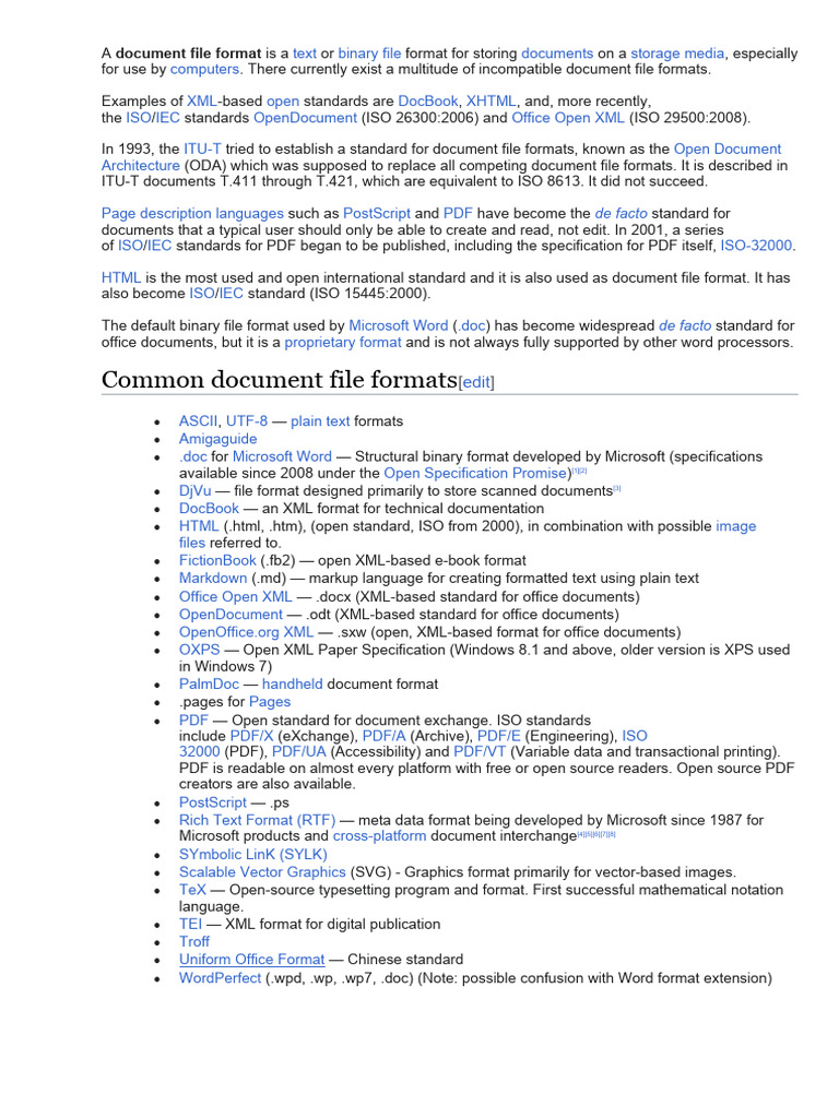Common Document File Formats: de Facto | PDF | Written Communication ...