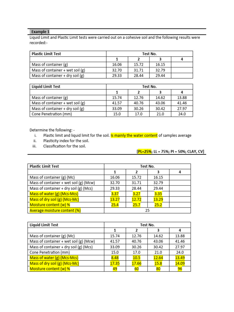 class example - consistency | PDF | Soil Science | Soil Mechanics