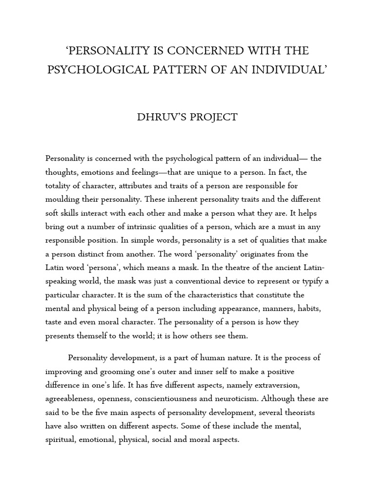 Personality Psychology Project | PDF | Thought | Emotions