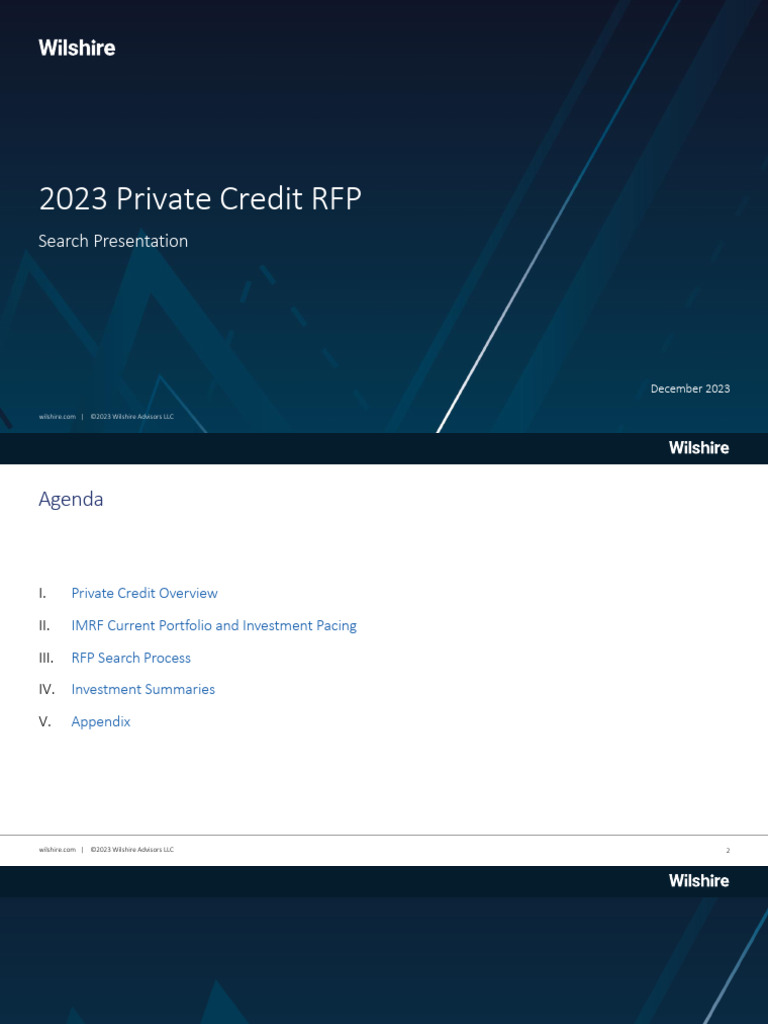 IC Meeting 4a. - Private Credit RFP Wilshire Presentation | PDF | Debt ...