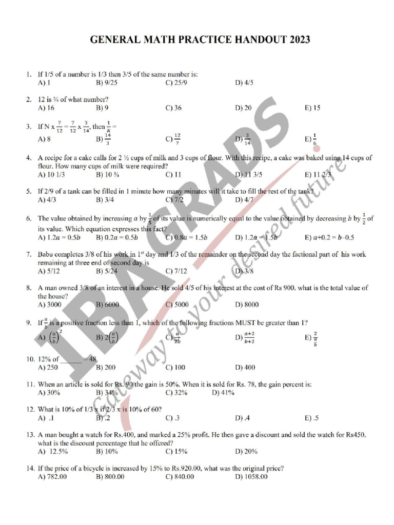 JPG General Math Practice Handout 2023 | PDF