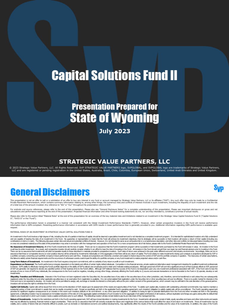 SVP Cap Solutions Fund II & Banner Ridge Secondary Fund V | PDF ...