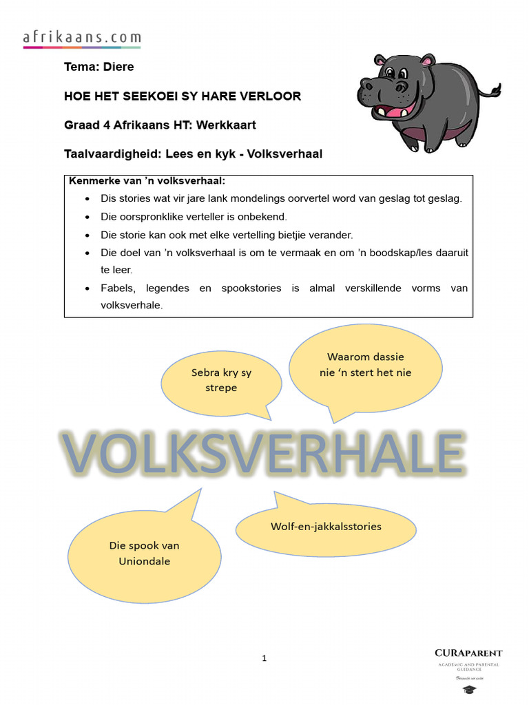 Graad 4 Afrikaans HT Lees en Kyk Kortverhaal - Avj | PDF