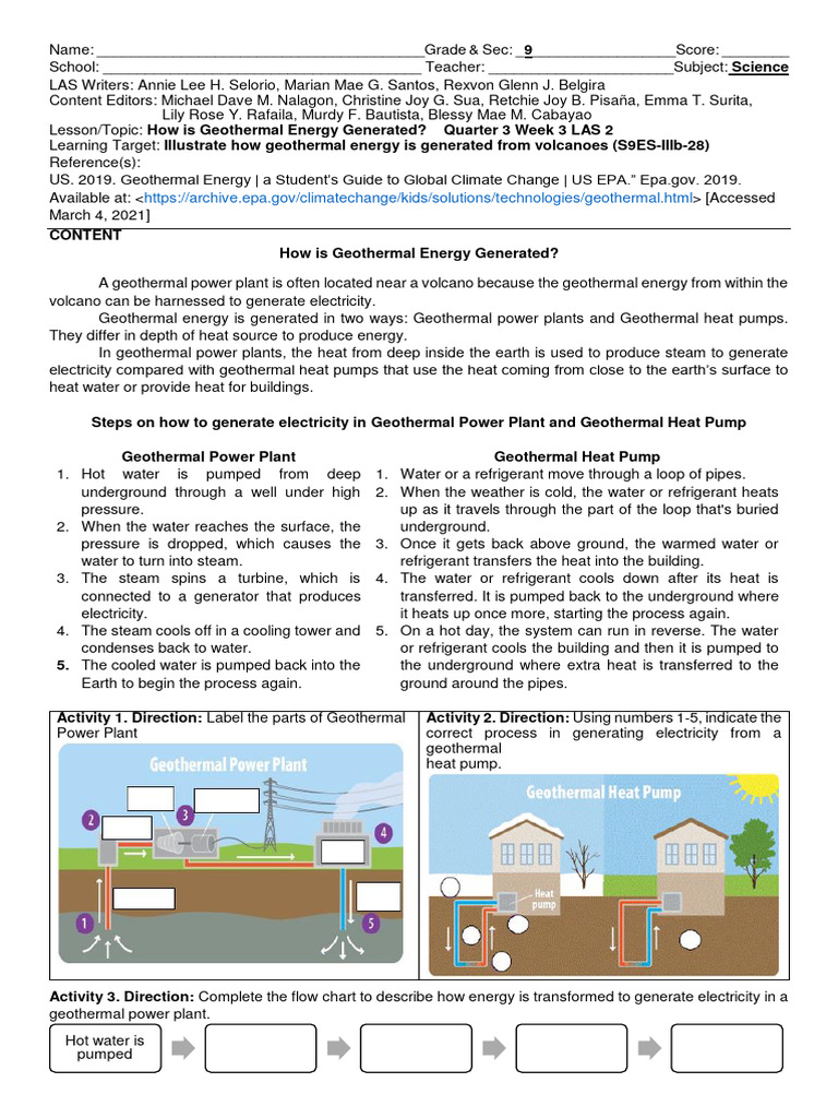 SCIENCE 9 - 8. W3-4 LAS How Is Geothermal Energy Generated | PDF ...