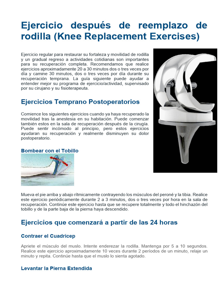 Ejercicios para Recuperación de Rodilla | PDF | Rodilla | Pie