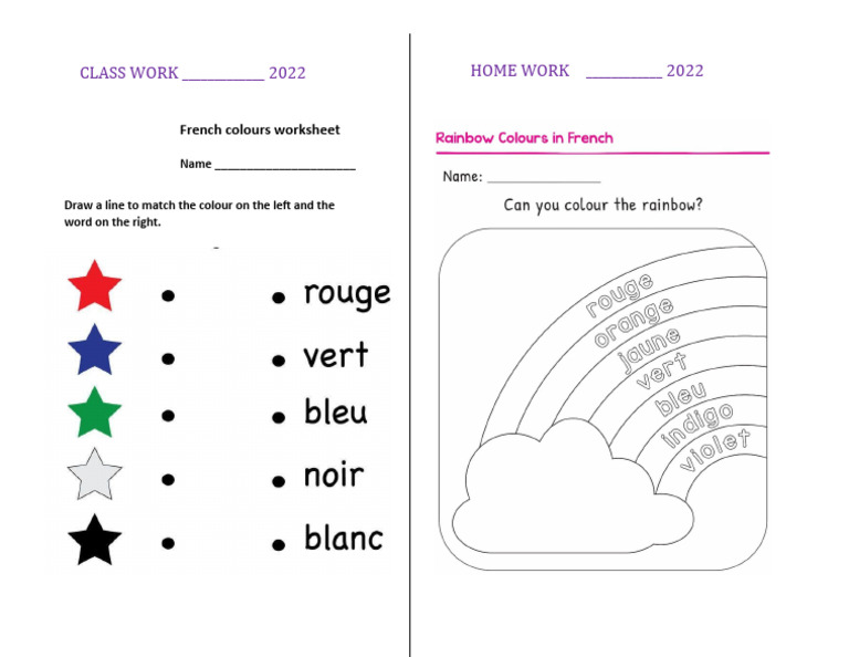 FRENCH WORK SHEET | PDF