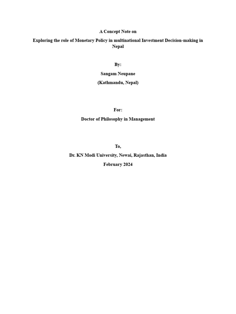 V1 Tej Sir Final Concept Note PHD Sangam Neupane | PDF | Monetary Policy | Banking