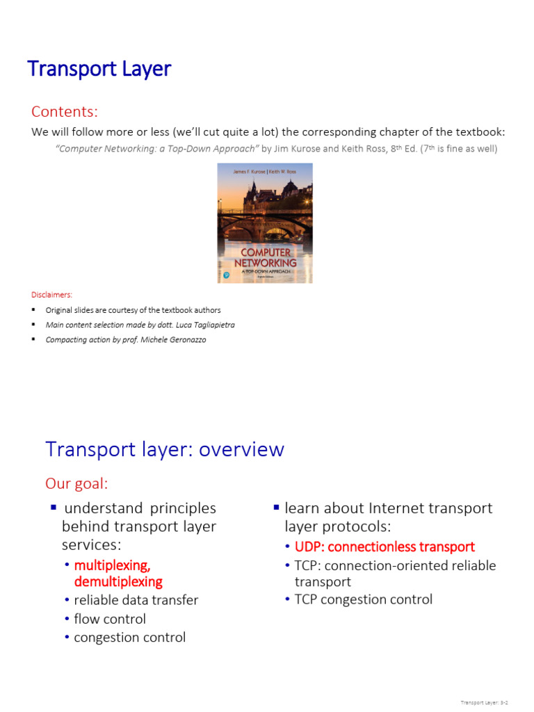 CRI Reti 05 Transport Layer UDP | PDF | Port (Computer Networking) | Internet Protocols