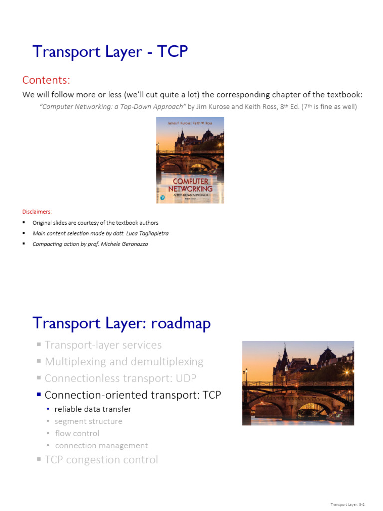 CRI Reti 06 Transport Layer TCP | PDF | Transmission Control Protocol | Network Congestion