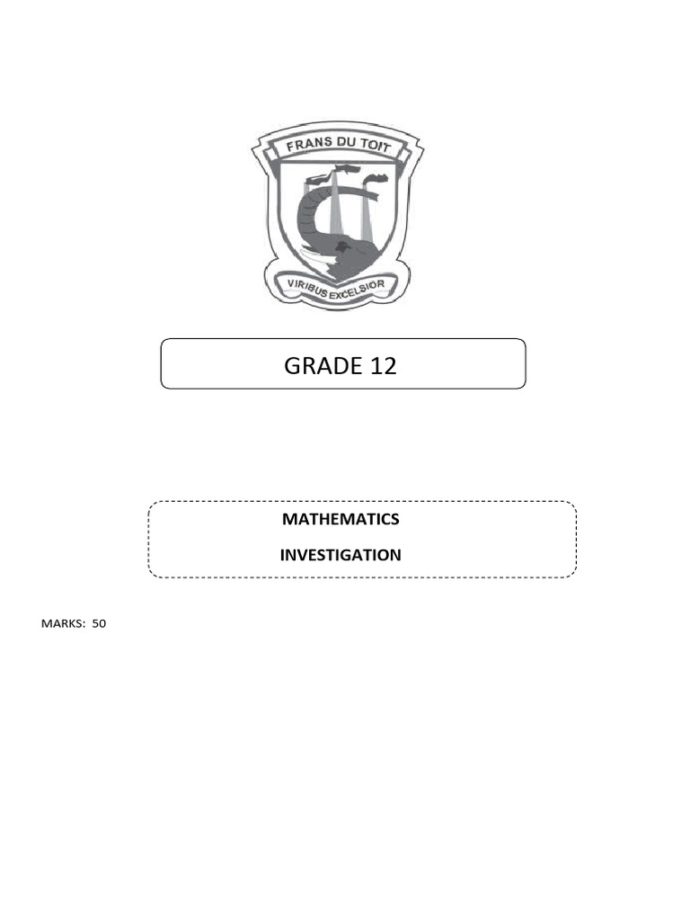 GRADE 12 Investigation Sequenses and Series Frans Du Toit HS | PDF ...