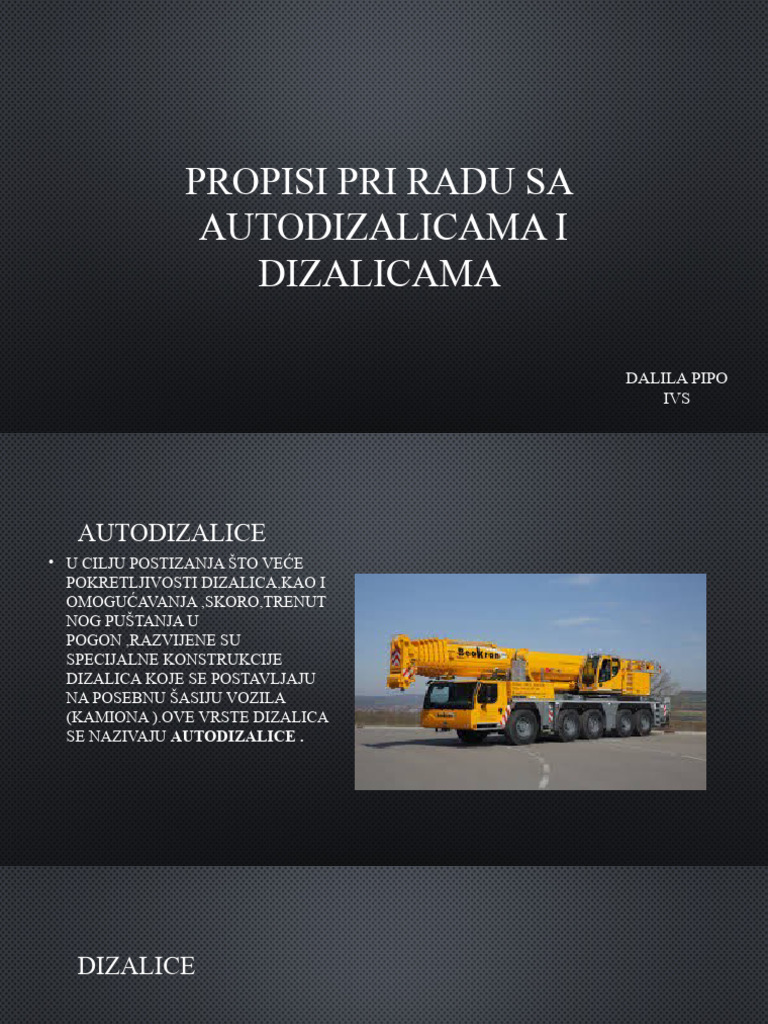 Propisi pri radu sa autodizalicama i dizalicama | PDF