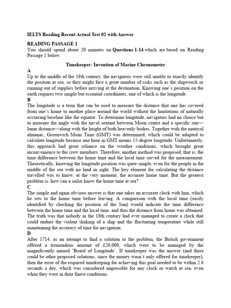 IELTS Marine Chronometer Test | PDF | Longitude | Qualitative Research