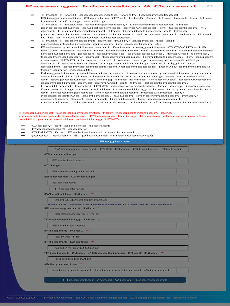 IDC Pre Travel Registration | PDF
