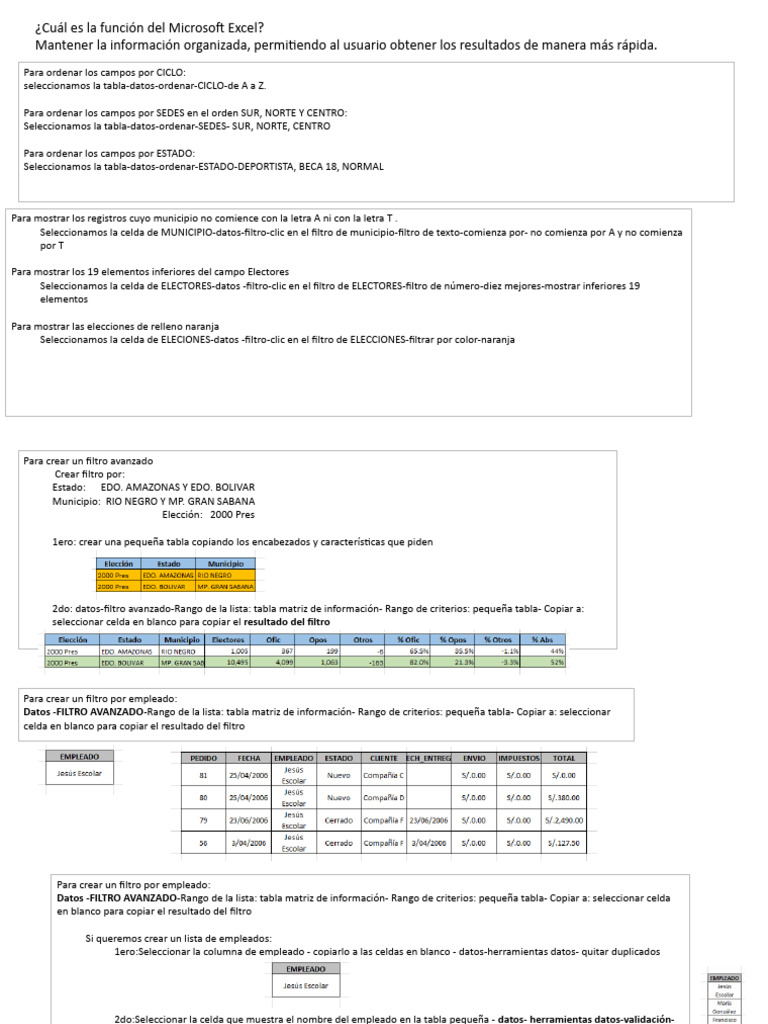 Funciones y filtros en Microsoft Excel | PDF | Software | Informática