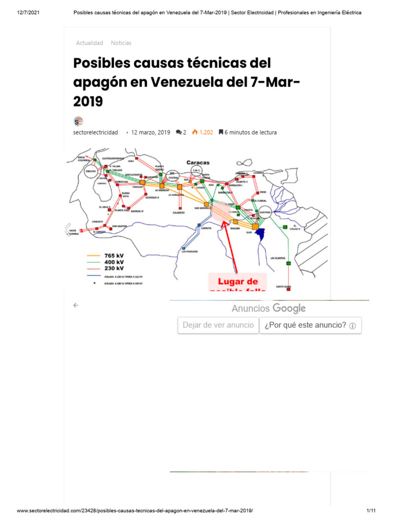 Causas del apagón en Venezuela 2019 | PDF | Ingenieria Eléctrica ...