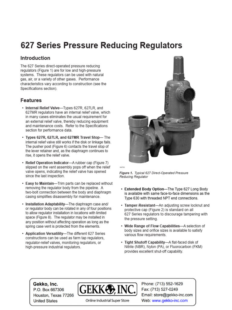 627 Series Pressure Reducing Regulators: - Extended Body Option-The ...