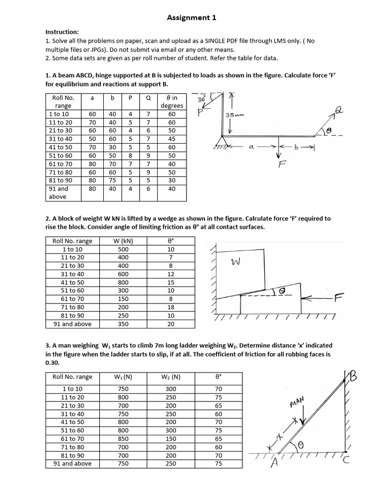 Assignment 1 | Download Free PDF | Friction | Classical Mechanics