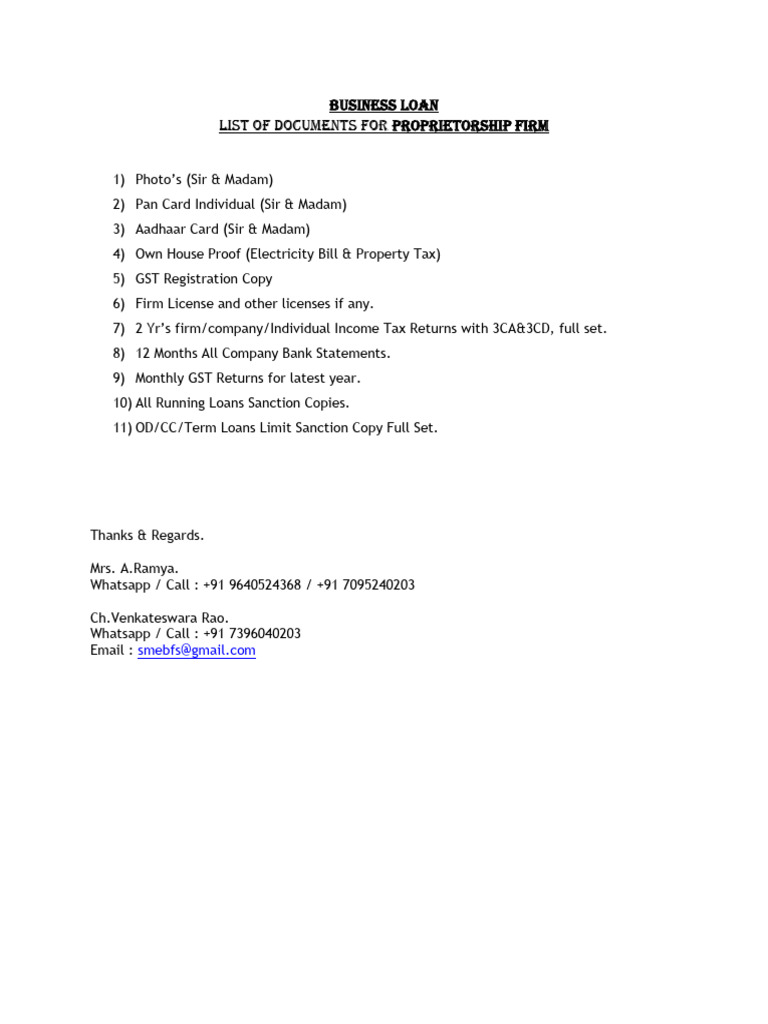 List of Documents Prop, Partnership, PVT LTD | PDF | Business Economics ...