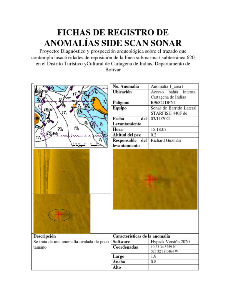 Fichas de Registro de Anomalías Side Scan Sonar | PDF